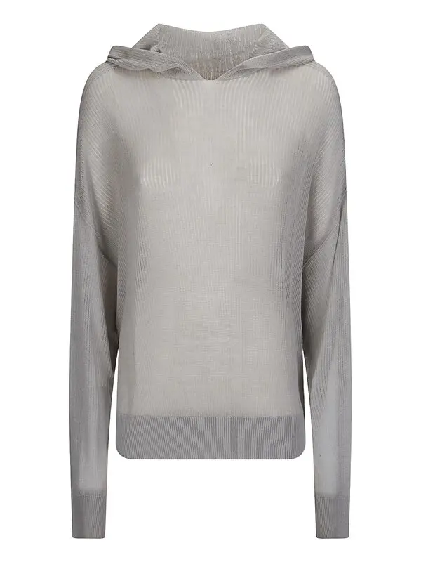 Rick Owens Long-sleeved Hooded Knit Sweater - Gray