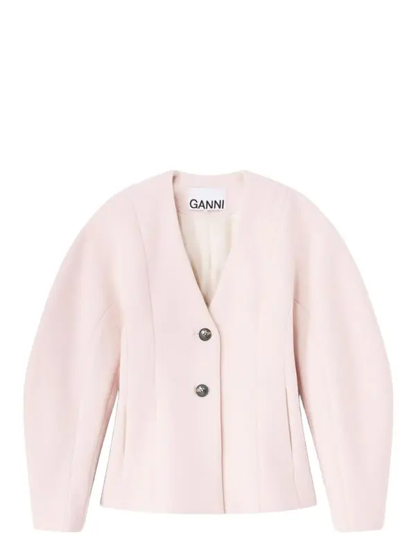 GANNI V-neck Button-front Jacket - Pink