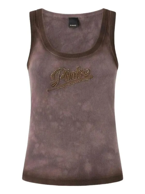 Pinko Sleeveless Logo Embellished Tank Top - Maroon
