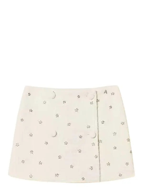 TWINSET Embellished Bouclé Mini Skirt - White
