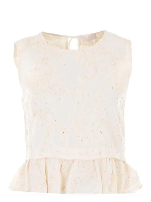 Liu Jo Peplum Sequinned Sleeveless Top - White
