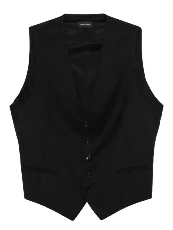 Tagliatore Sleeveless V-neck Vest With Patch Pockets - Black