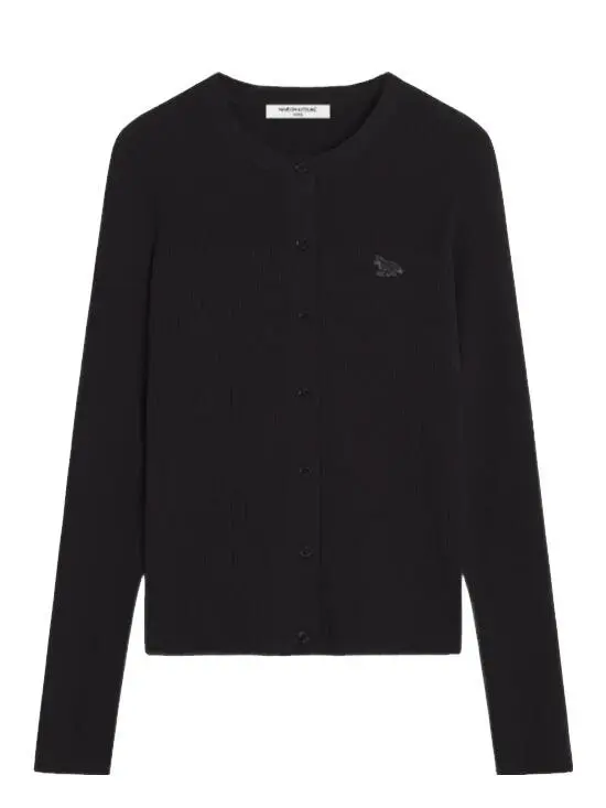 Maison Kitsuné Baby Fox Pleat Rib Cardigan - Black
