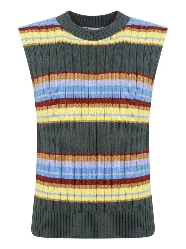 Dries Van Noten Striped Sleeveless Sweater - Black