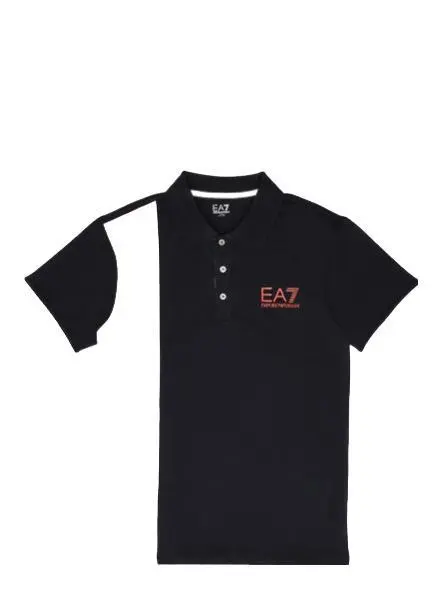 EA7 Polo Shirt With Lapel Short Sleeve - Black