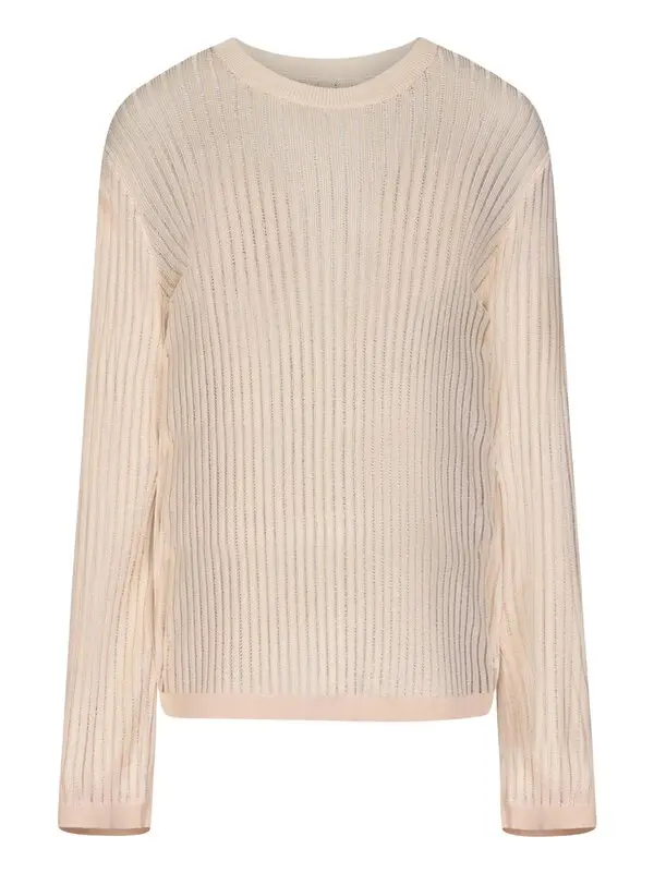 Loulou De Saison Hedora Sheer Ribbed Knitted Sweater - Nude