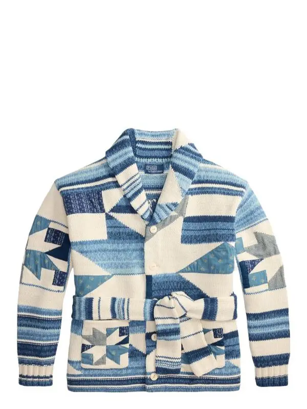 Polo Ralph Lauren Patchwork Belted Cardigan - Blue White
