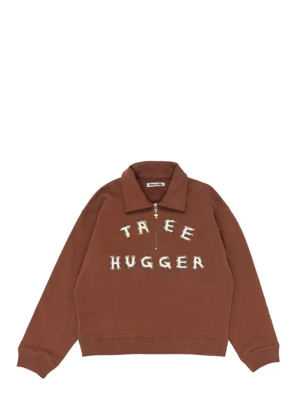 STORY MFG. Geo Pullover "tree Hugger" With Appliqué Detailing - Brown