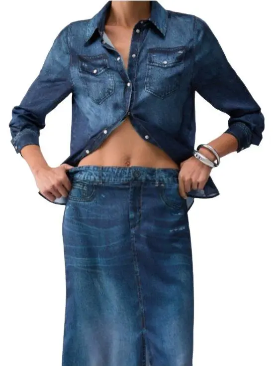 Liu Jo Effect Digital Print Shirt - Blue