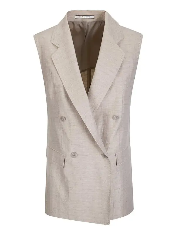 Tagliatore Sleeveless Double Breasted Vest - Nude