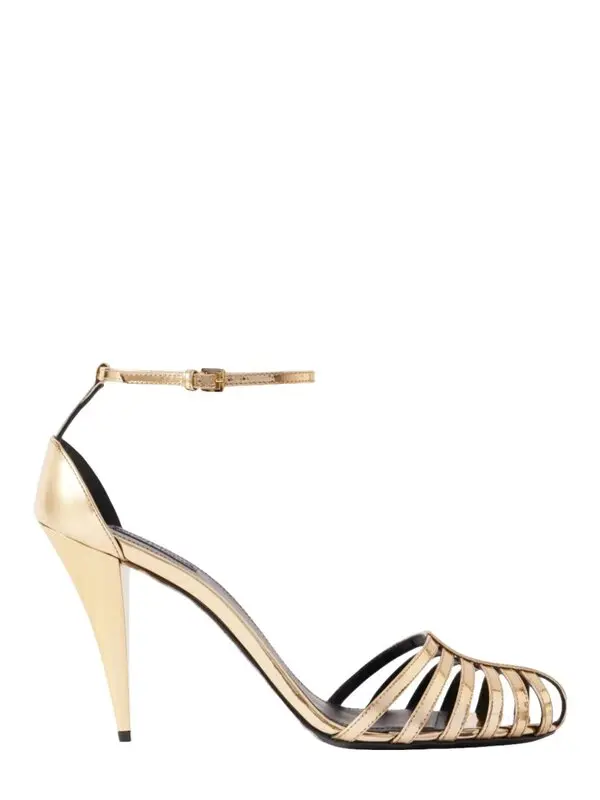 Givenchy Gold Metallic Strappy High-heeled Sandals - Nude