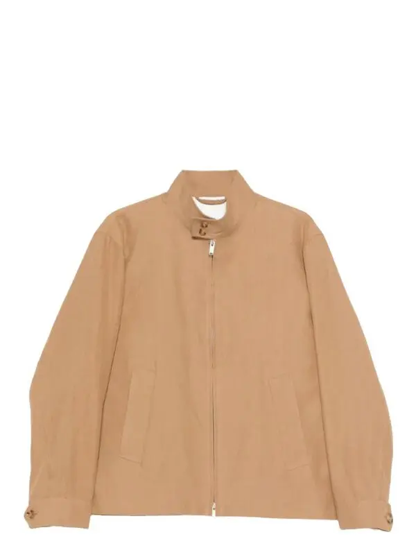 LARDINI High Collar Zip Jacket - Light Brown