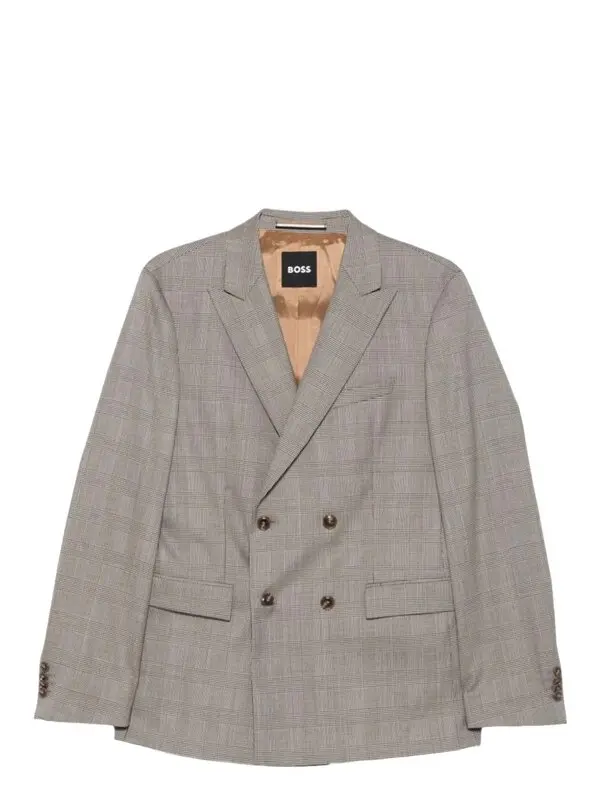 Hugo Boss Double-breasted Checked Suit - Gray