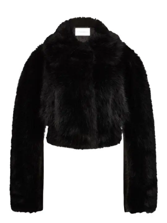 Nina Ricci Cropped Fur Jacket - Black
