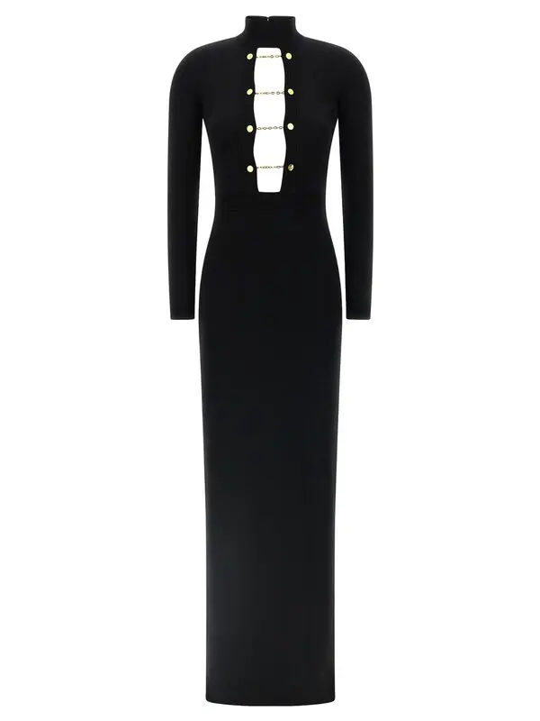 Elisabetta Franchi Jewel Detail Knit Maxi Dress - Black