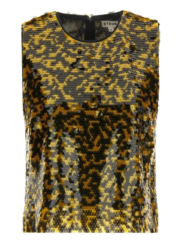 Staud Seraphina Sequin-embellished Sleeveless Top - Black