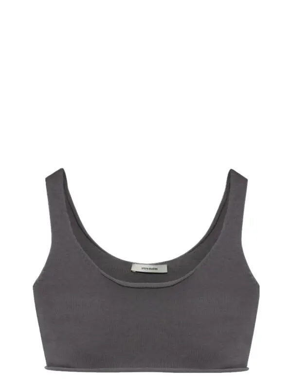 ENTIRE STUDIOS Raw Knit Cropped Top - Gray