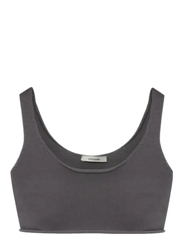 ENTIRE STUDIOS Raw Knit Cropped Top - Grey