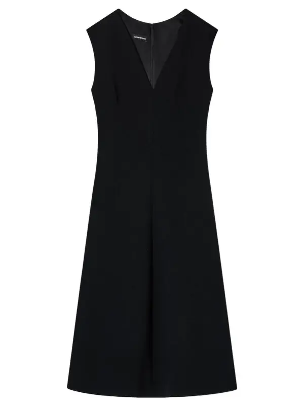 Emporio Armani V-neck Ribbed Dress - Black