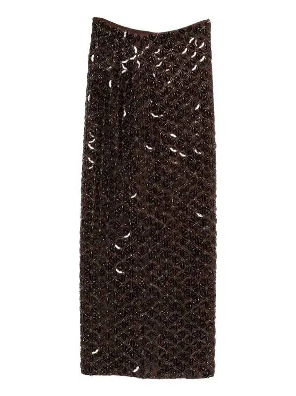P.a.r.o.s.h Embellished Sequin Maxi Skirt - Brown
