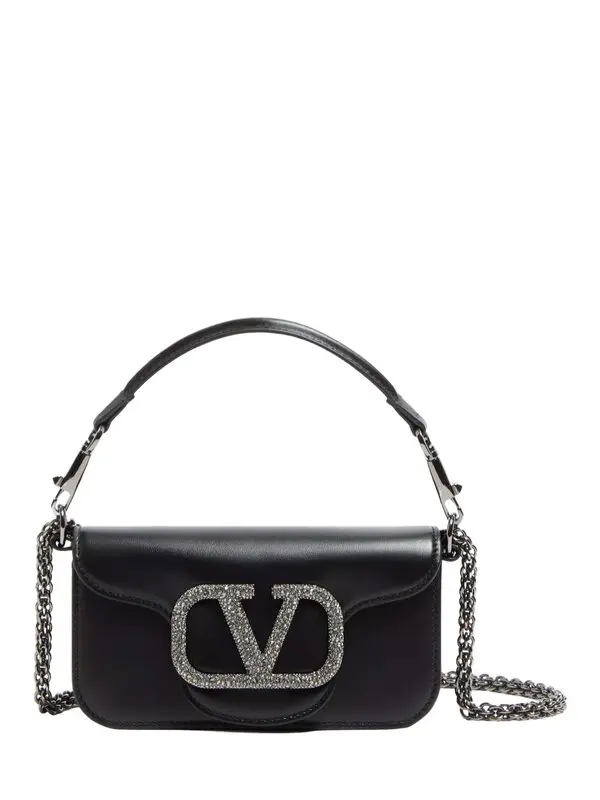 Valentino Garavani Locò Small Shoulder Bag With Jewel Logo - Black