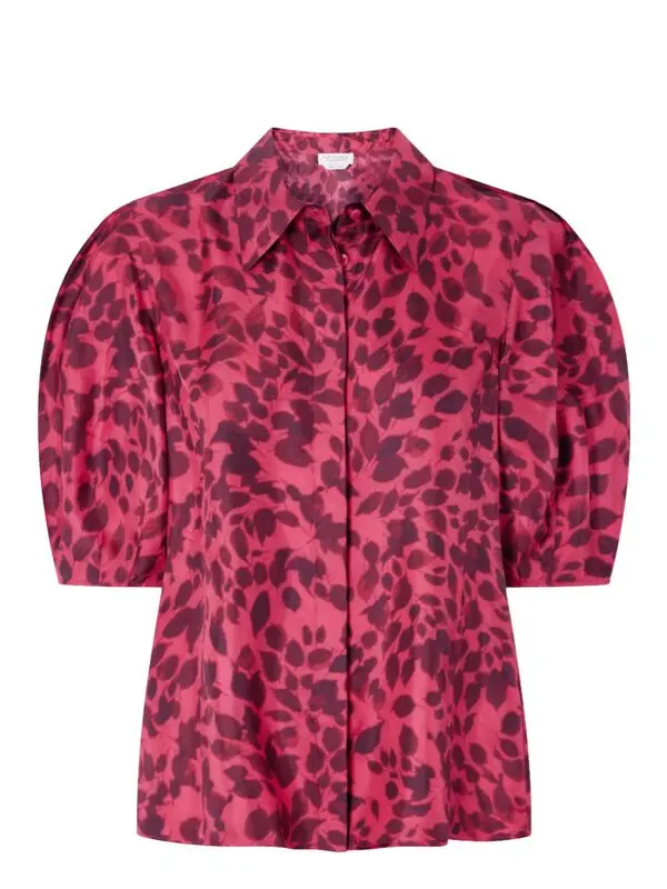 Gabriela Hearst Sansi Puff-sleeve Blouse With Graphic Detail - Pink