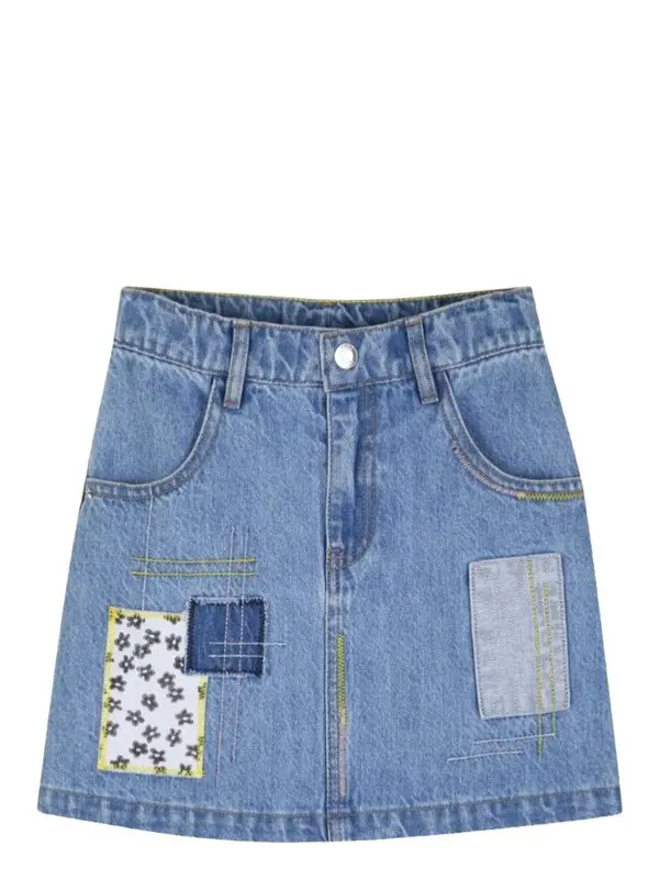 Marc Jacobs Patchwork Floral Detail Denim Skirt - Blue