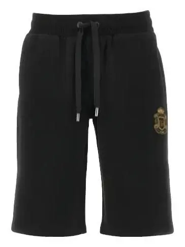 Dolce & Gabbana Logo-embroidered Drawstring Bermuda Shorts - Black