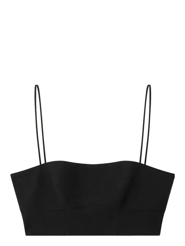 Gabriela Hearst Blazie Cropped Linen Top - Black