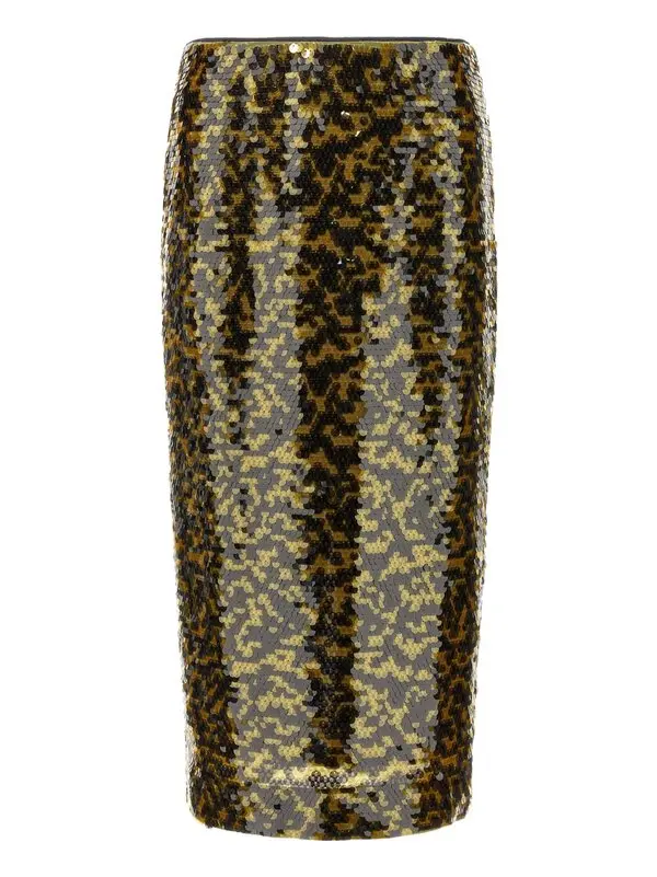 Staud Ciara Sequin Midi Skirt - Yellow