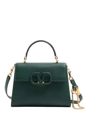 Valentino Garavani Vsling Small Handbag In Grainy Calfskin - Green