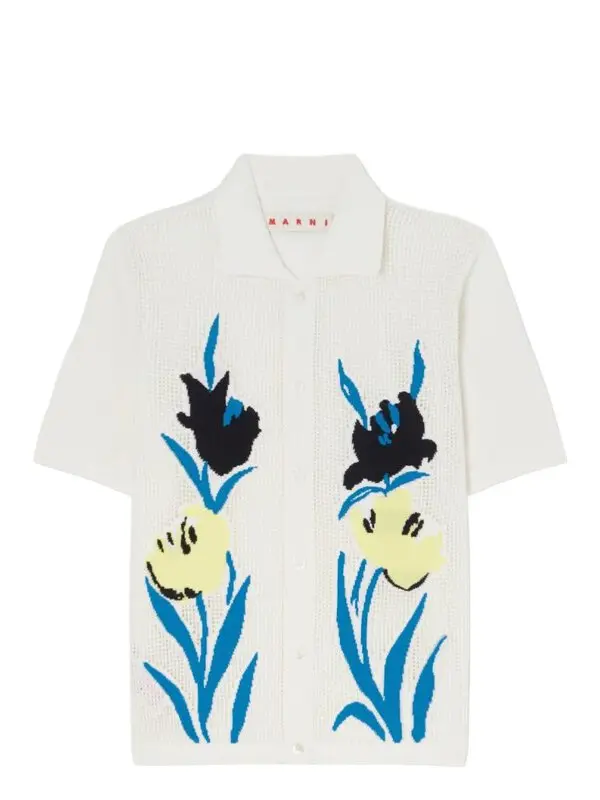Marni Floral Intarsia Openwork Knit Cardigan - No