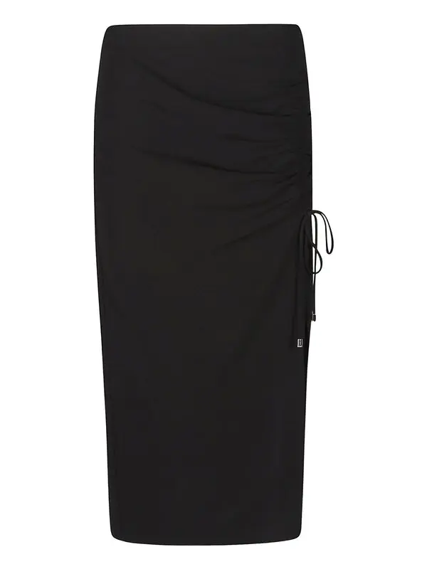 Patrizia Pepe Midi Skirt With Drawstring Detail - Black