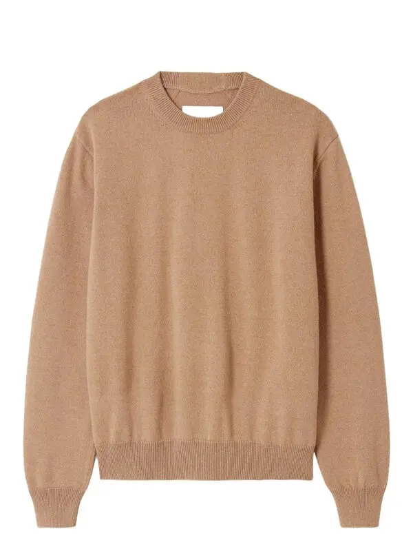 JIL SANDER Crew Neck Ribbed Trim Sweater - Brown