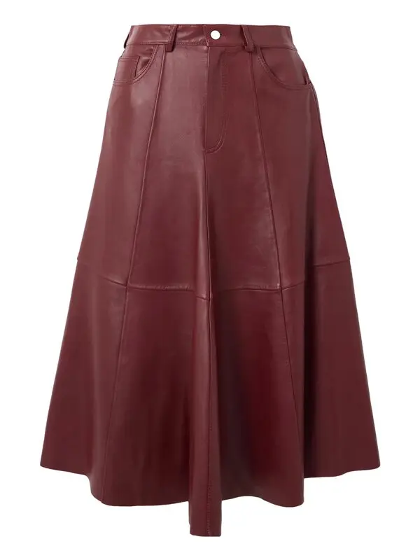 HAIKURE Serenity Paneled Leather Midi Skirt - Red