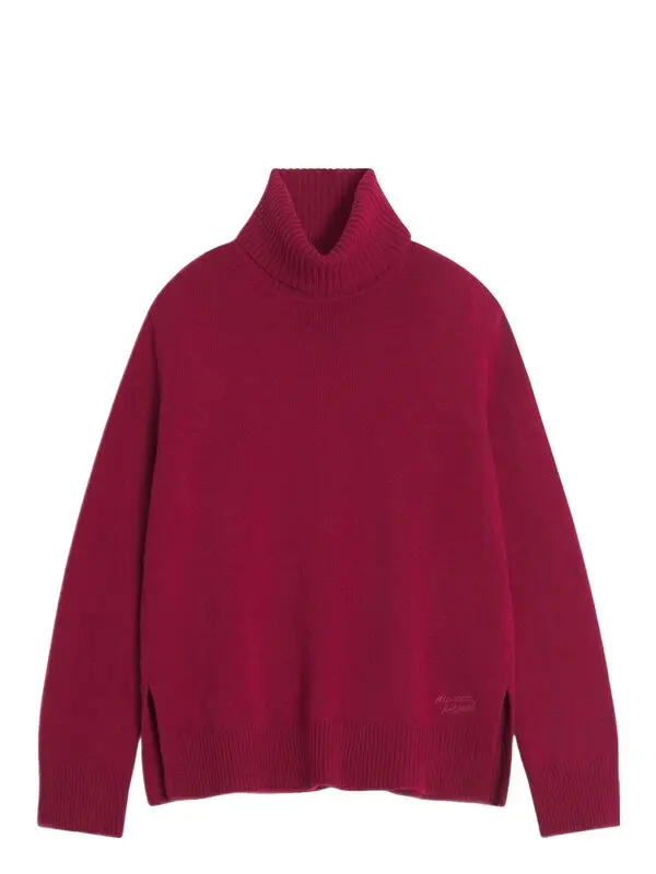 Maison Kitsuné Heavy-gauge Knit Roll Neck Jumper With Side Slits - Mahogany Red