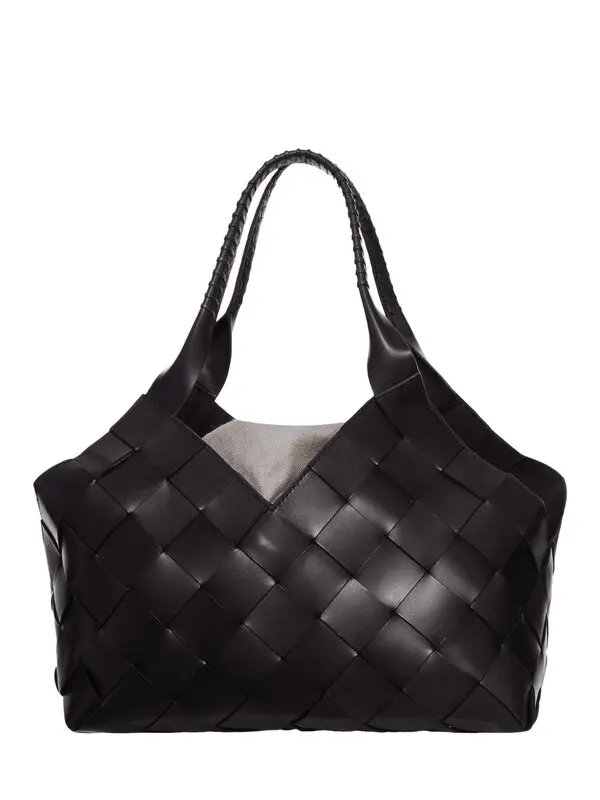 Dragon Diffusion Castello Woven Top Handle Tote Bag - Black