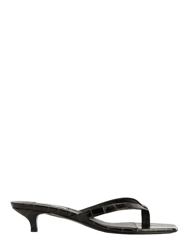 TOTEME Croc-effect Kitten-heel Sandals - Dark Brown