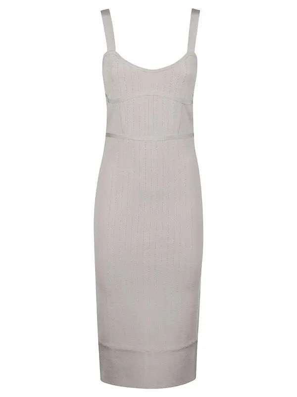 Patrizia Pepe Fitted Jacquard Knit Midi Dress - Gray