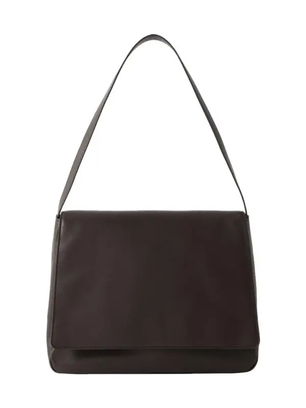 THE ROW Nuance Two Leather Shoulder Bag - Dark Brown