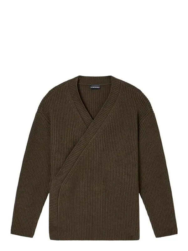Emporio Armani Ribbed Wrap Cardigan - Green