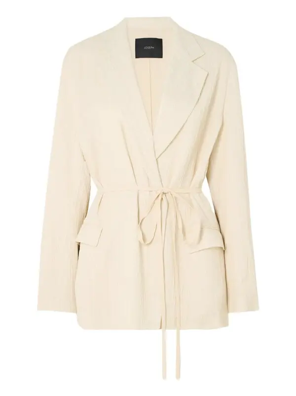 JOSEPH Gibellina Amelot Belted Jacquard Blazer - White