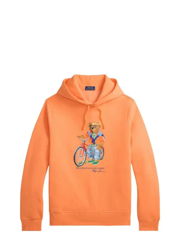 Polo Ralph Lauren Graphic Bear Drawstring Hoodie - Orange