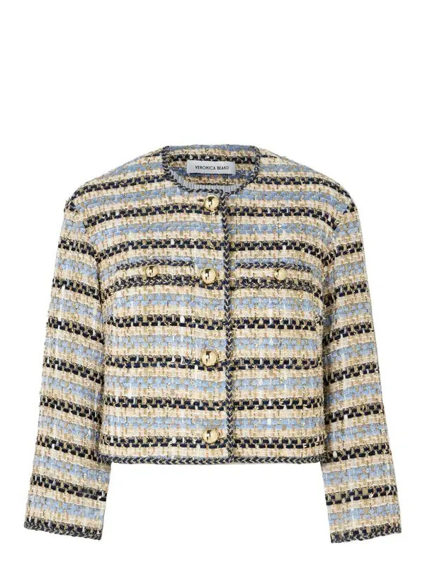 Veronica Beard Metallic Tweed Coat - Nude