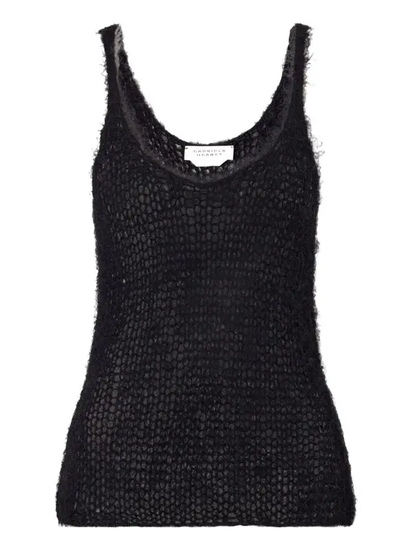 Gabriela Hearst Sleeveless Open-knit Silk And Cashmere-blend Top - Black