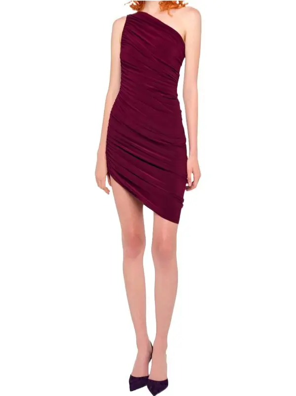 Norma Kamali Diana One-shoulder Mini Dress - Plum Color