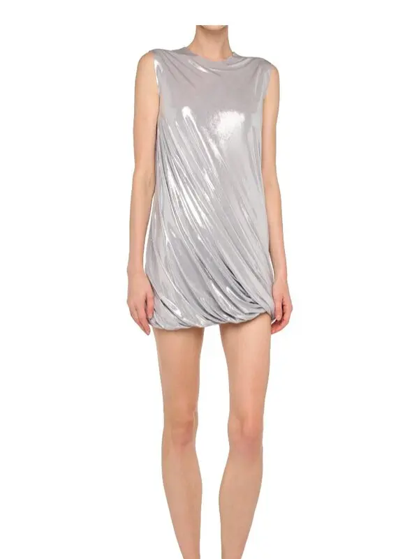 Norma Kamali Sleeveless Twist Mini Dress - Silver