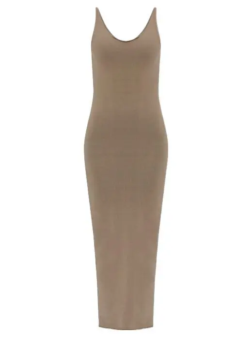 ENTIRE STUDIOS Raw Knit Midi Knitted Dress - Brown