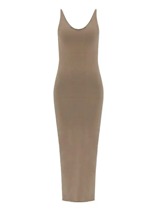 ENTIRE STUDIOS Raw Knit Midi Knitted Dress - Brown
