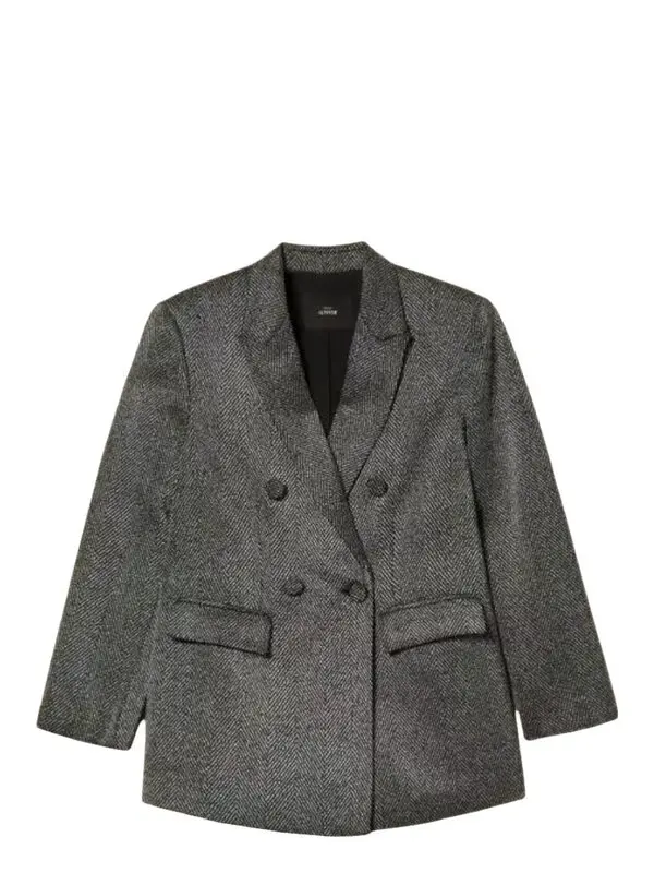 TWINSET Herringbone Double-breasted Blazer - Black